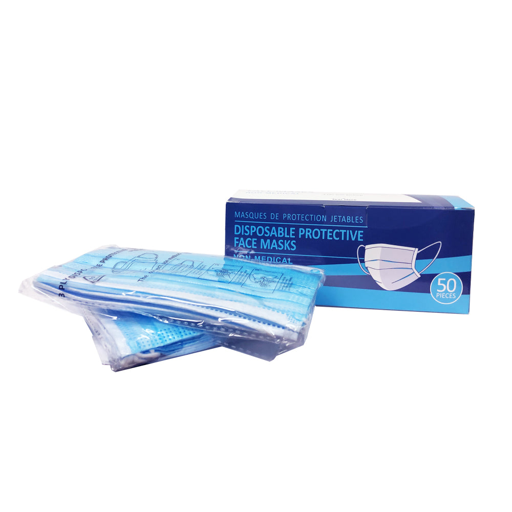 Jin Jiang Disposable Protective Face Masks, 3-ply Elastic Ear Loop Non ...